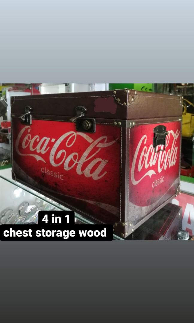 4 in 1 chest storage wood coca cola, Furniture & Home Living, Home ...