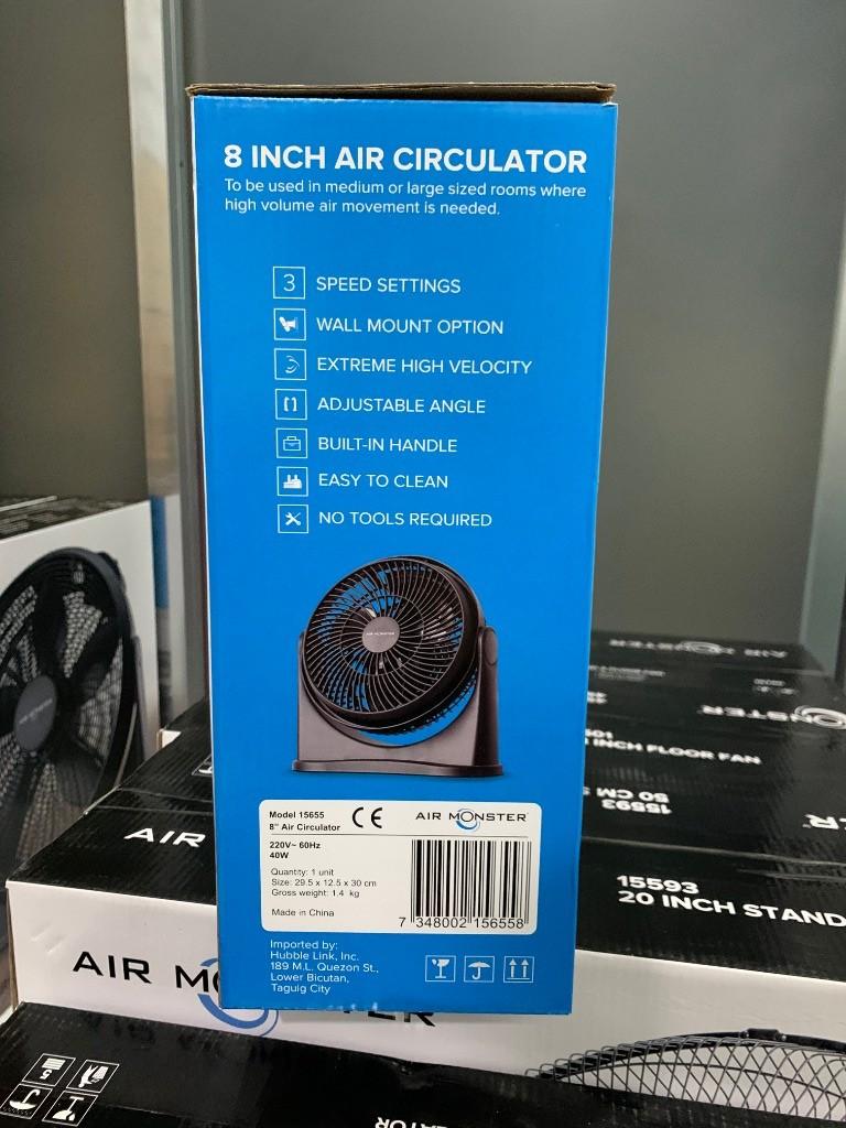 Air Monster 8" Air Circulator Floor Fan, Furniture & Home Living ...