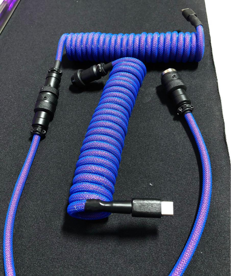 Artisan Custom USB-C Coiled Cable w/ Matte Black Aviator Connector (GMK ...