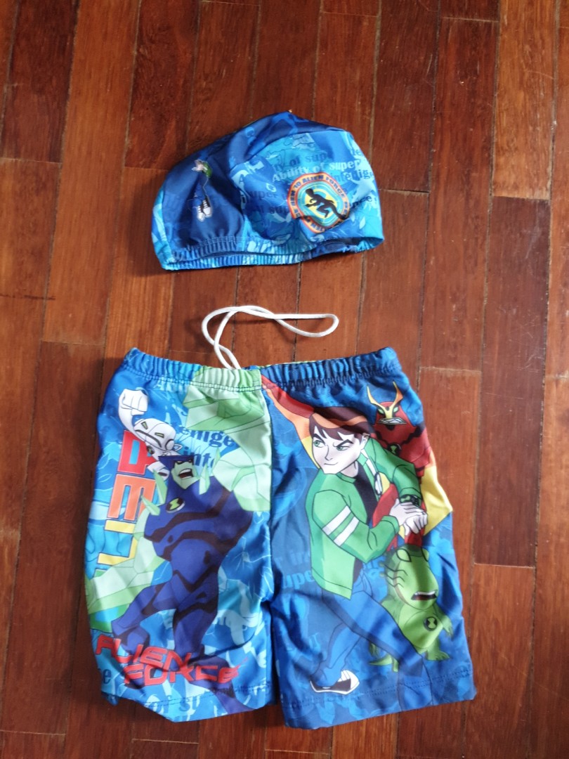 Ben 10 Swimming Trunks & Matching Cap 4 yrs, Babies & Kids, Babies ...