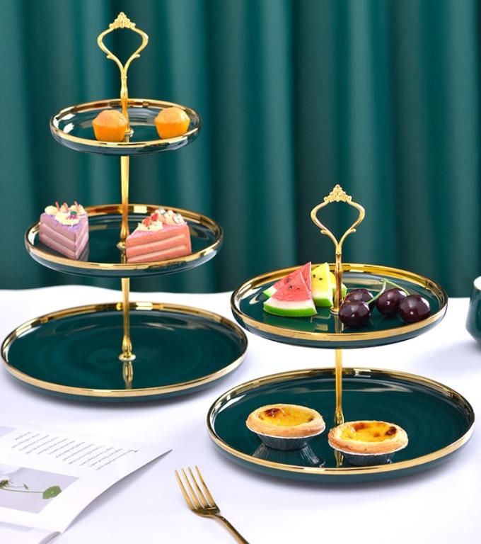 2 Tier 3 Tier Round Serving Tray Sushi Plate Golden Edge Pandora Hunter ...