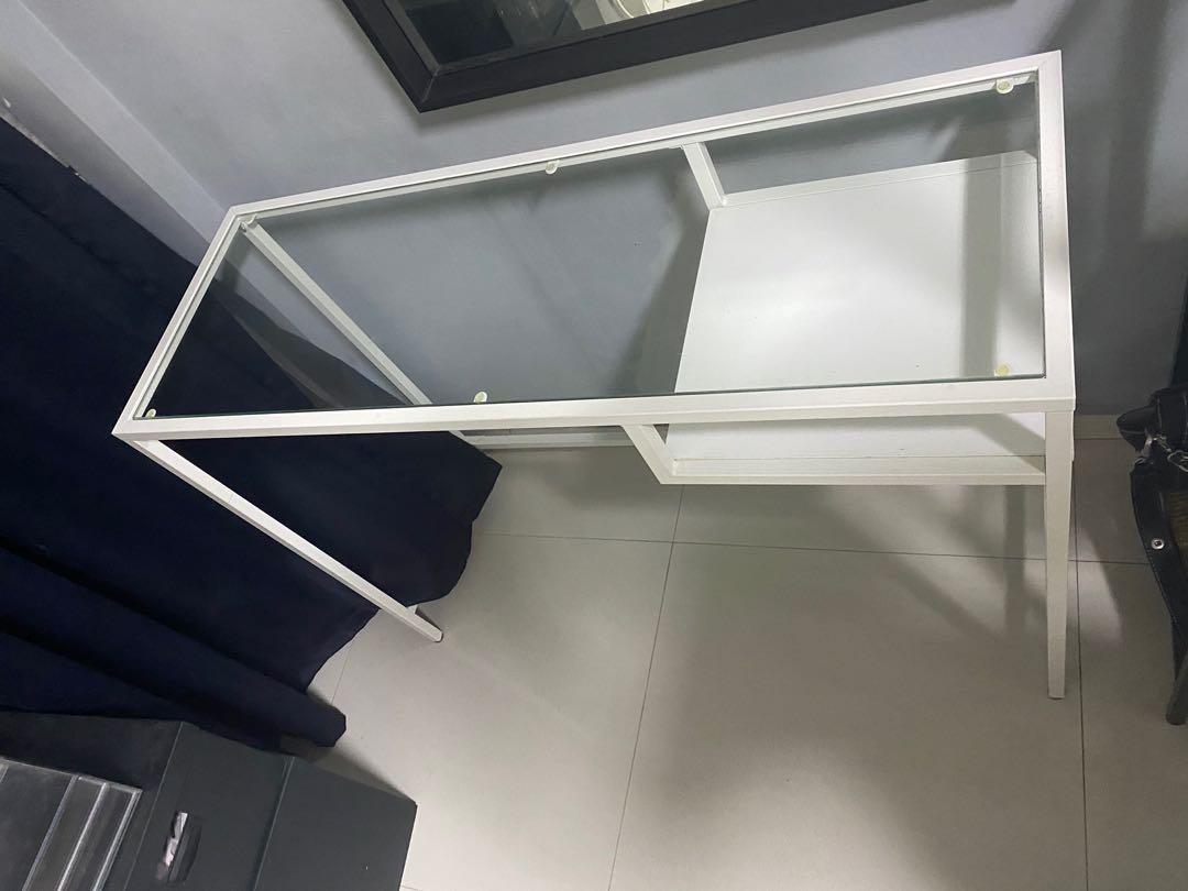 Ikea glass laptop table white, Furniture & Home Living, Furniture ...