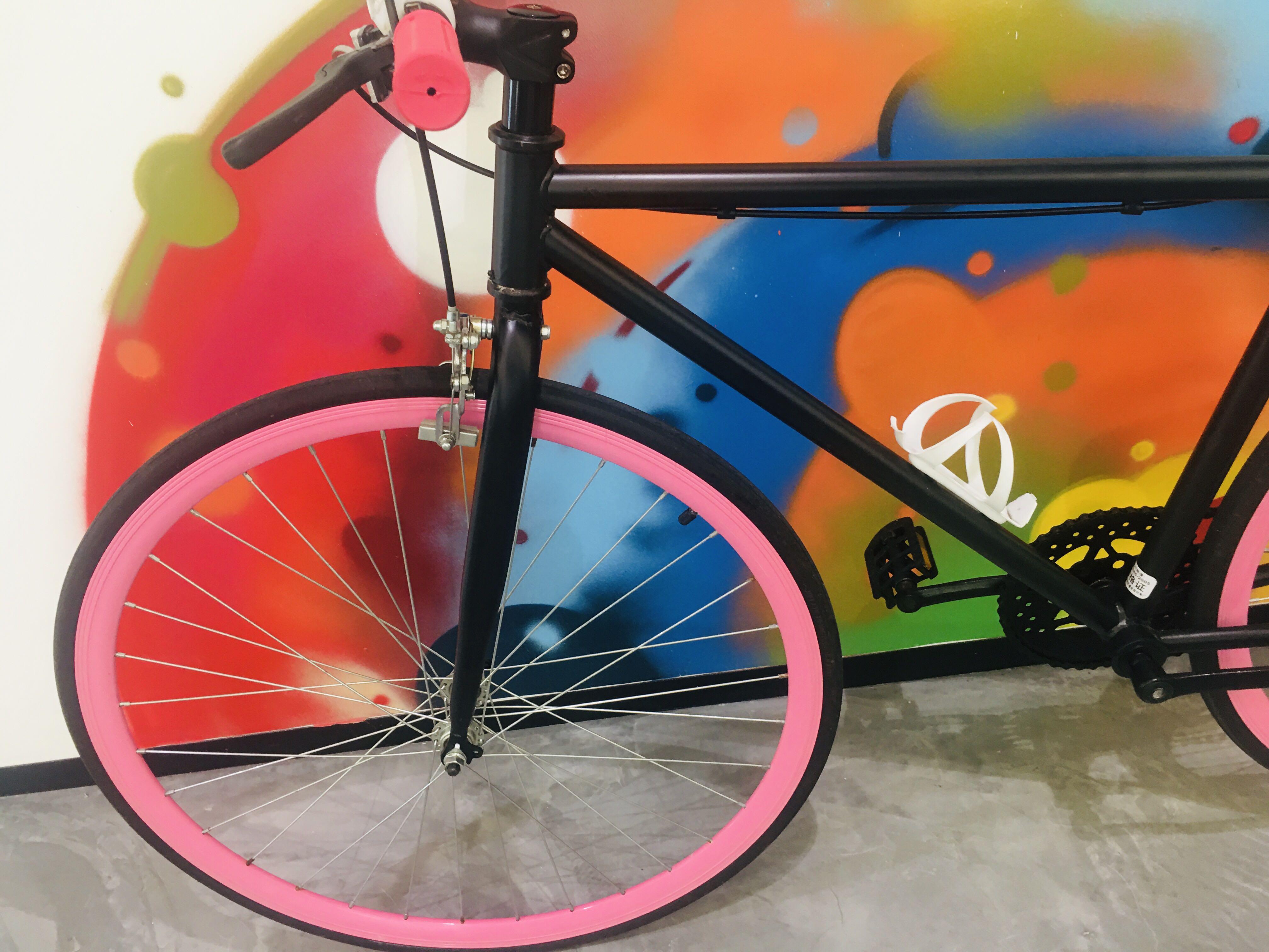 Matte Black and Pink Fixie Single Speed Fixie Bike, Sports Equipment ...
