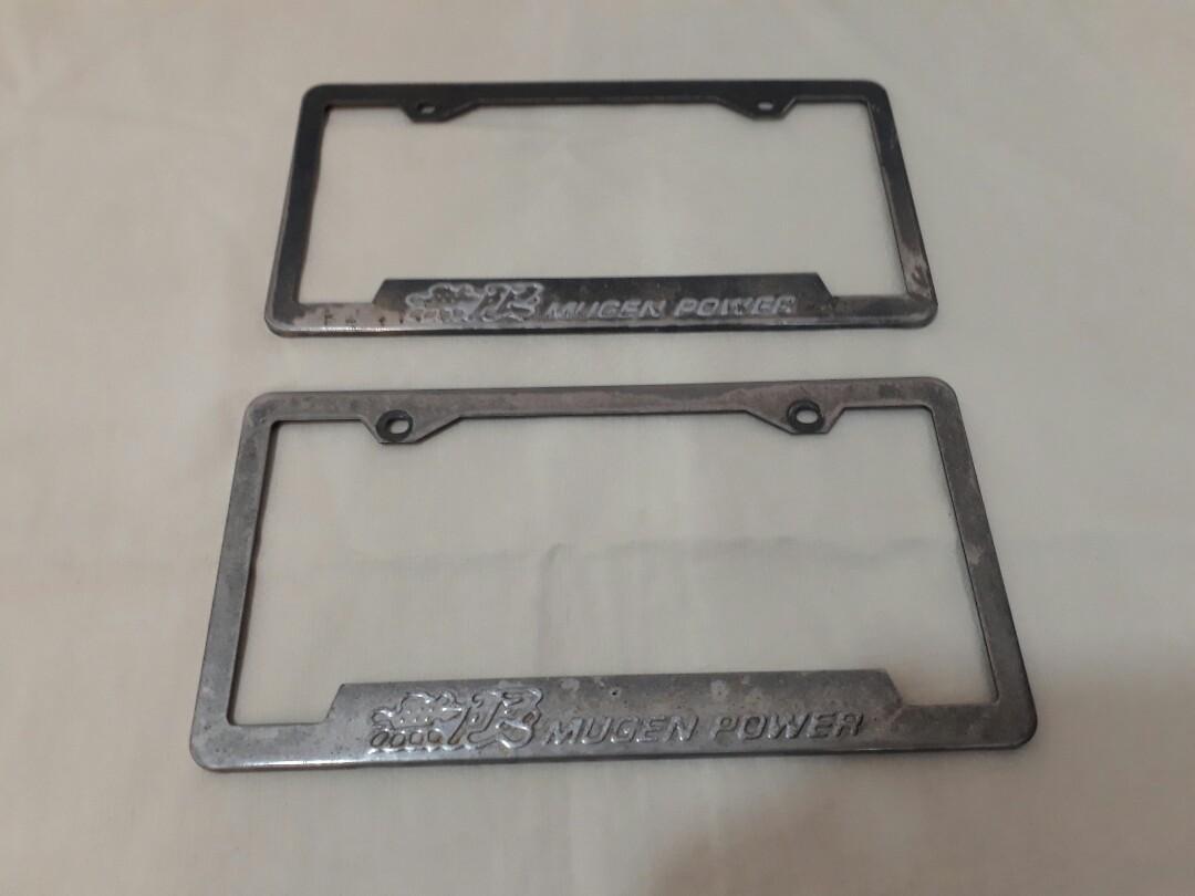Mugen power number plate steel black chrome frame honda, Auto ...
