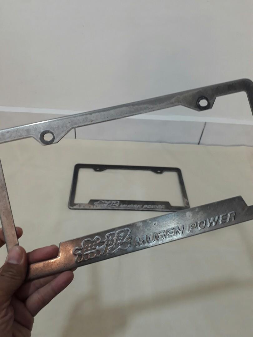 Mugen power number plate steel black chrome frame honda, Auto ...