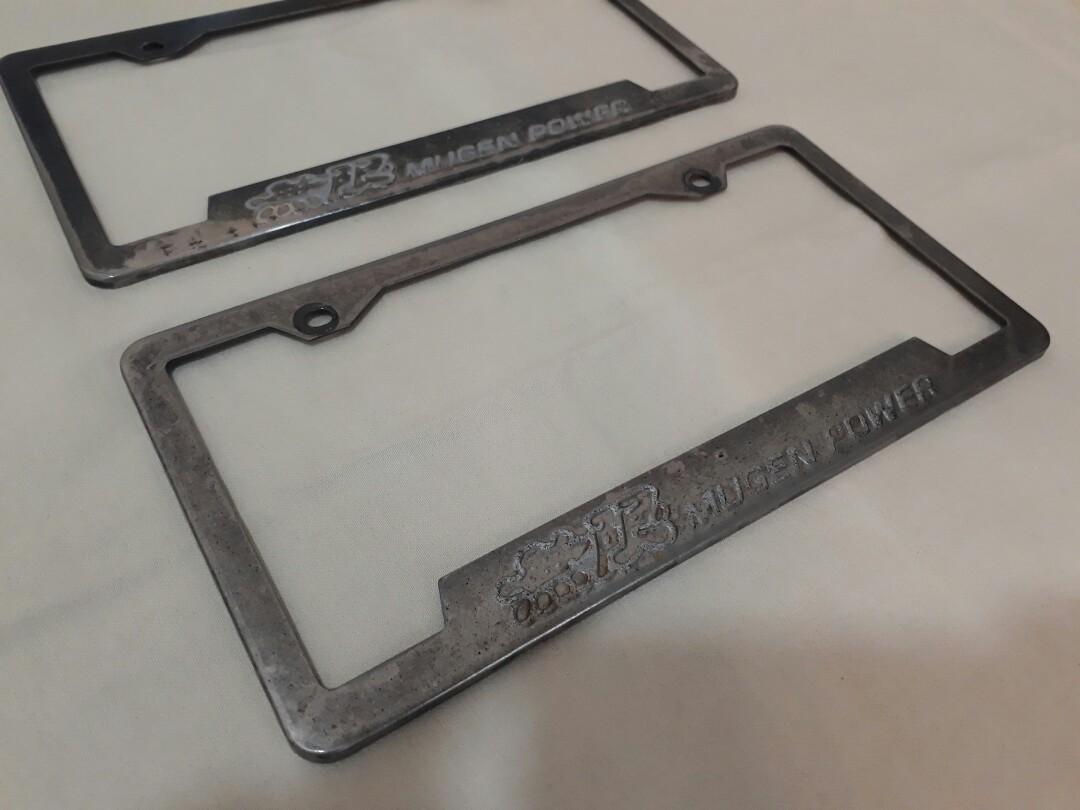 Mugen power number plate steel black chrome frame honda, Auto ...