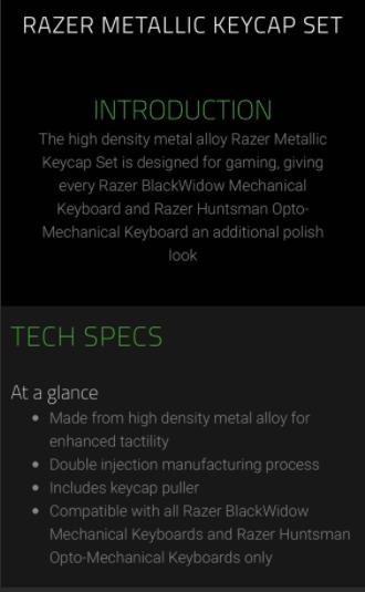 Razer Metallic Keycap Set, Computers & Tech, Parts & Accessories ...