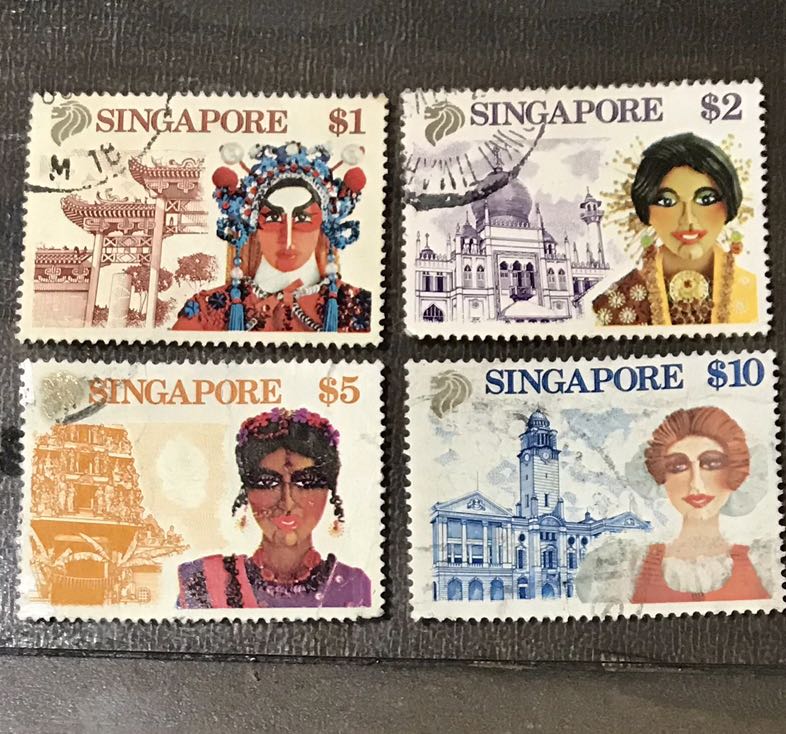 Singapore stamps 1990 Tourism high values $1 to $10 used (small faults ...