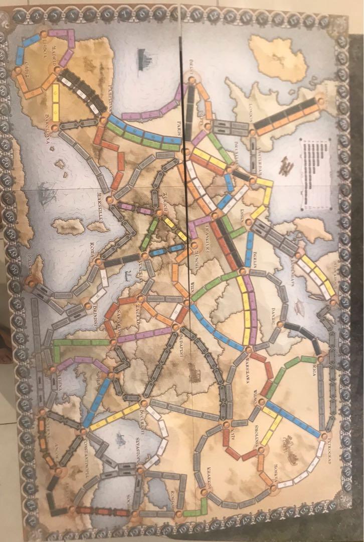 Ticket to ride - Europe map, Hobbies & Toys, Toys & Games on Carousell