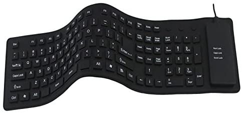 109 Keys USB Rubber Keyboard Waterproof Flexible Foldable Silicone Gel ...