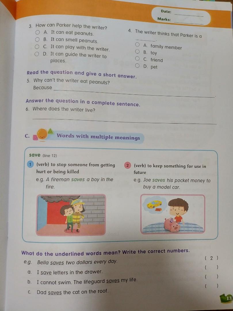 小三 英文補充 英文練習 英文閲讀理解 P3 Reading Comprehension, 興趣及遊戲, 書本 & 文具, 教科書 ...