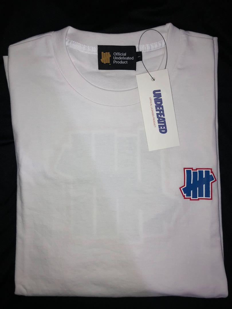 Undefeated Red Outline Blue Box Logo White Tee, Men's Fashion, Tops ...