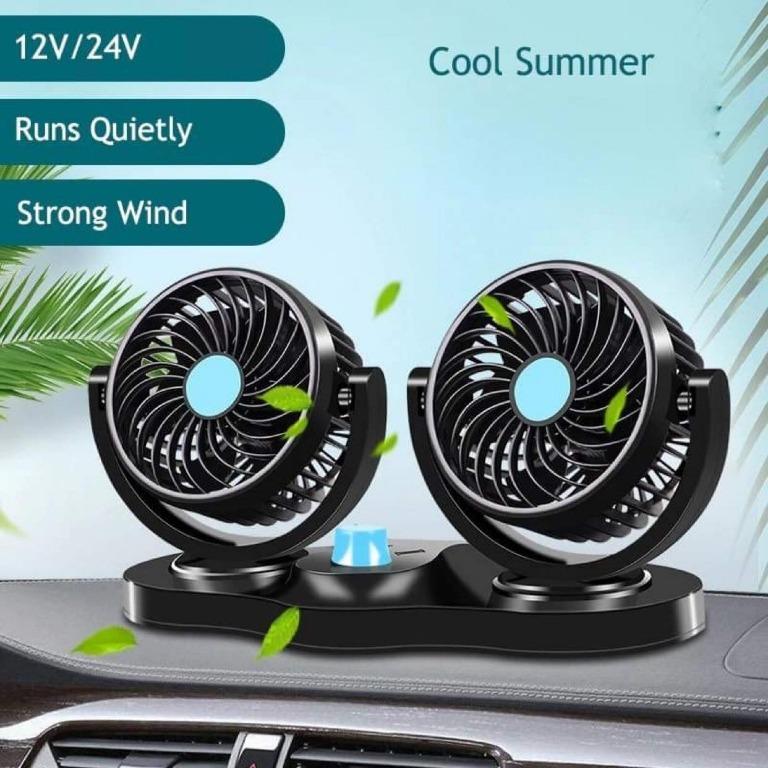 Double Fan Car Interior Accessories Car Cooling Swing Dashboard ...
