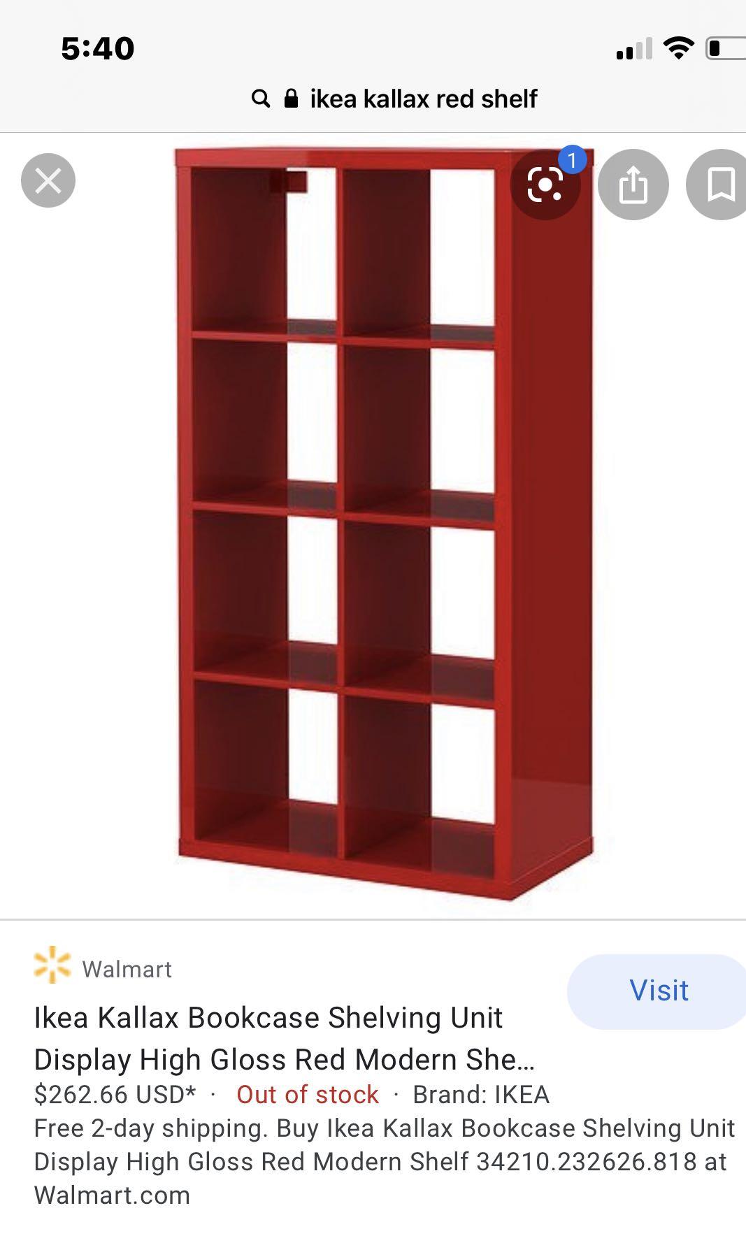 Ikea Kallax Red Shelf, Furniture & Home Living, Furniture, Shelves ...
