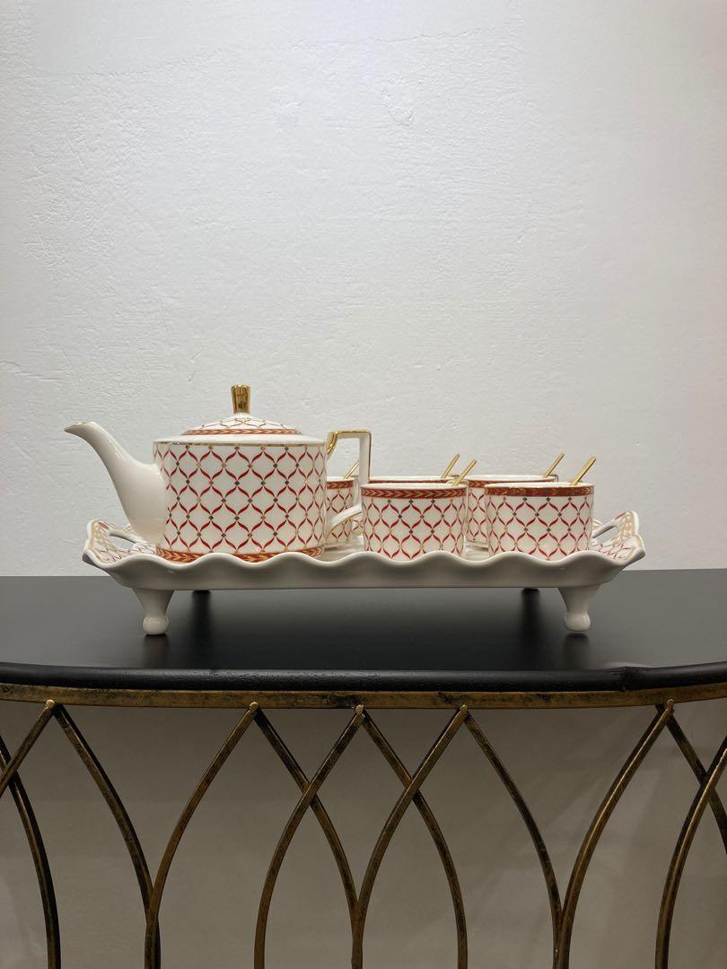 Roman design teapot set with tray, Furniture & Home Living, Kitchenware ...