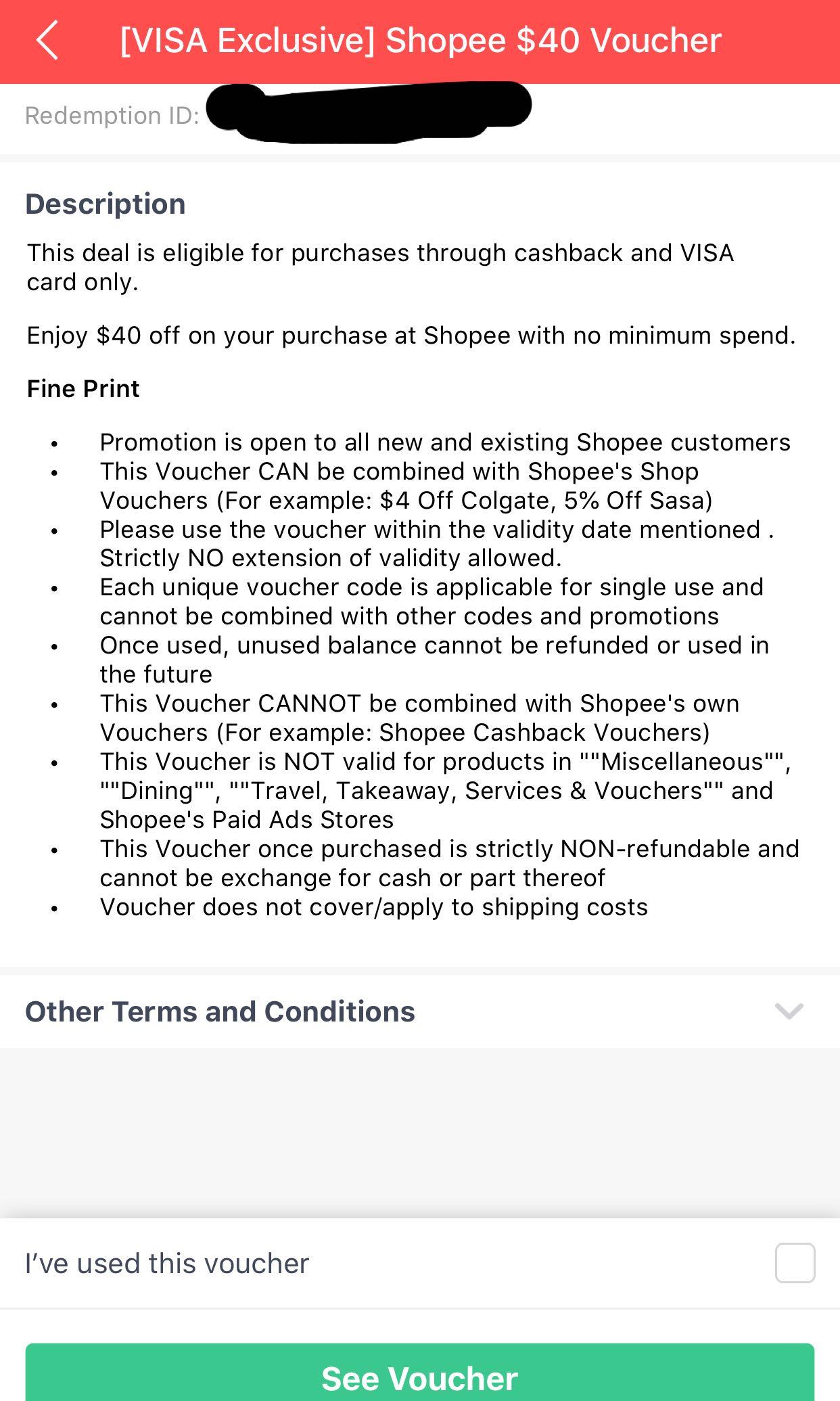 Shopee $40 Vouchers, Tickets & Vouchers, Vouchers on Carousell