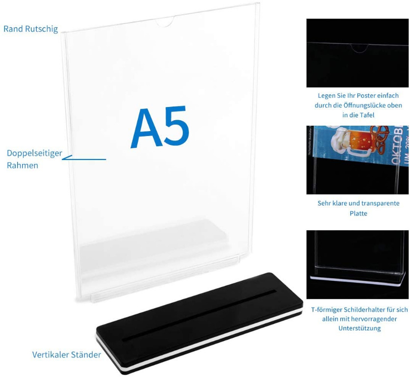 Stand A5 Acrylic Sign Holder Table Double Sided with Base, URBANTIN ...
