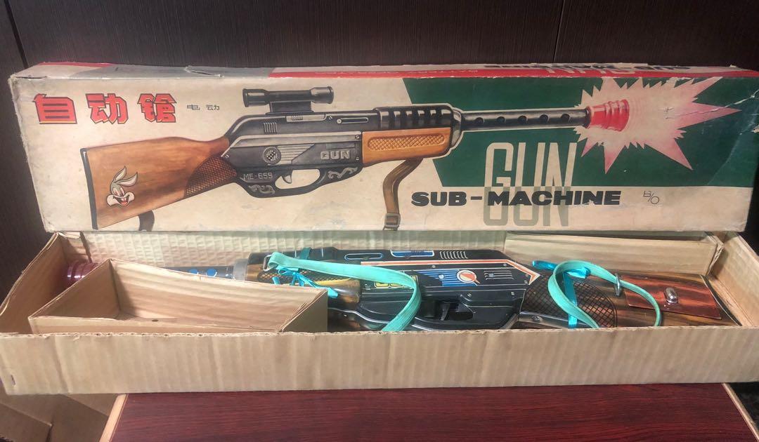Vintage Battery Operated Tin Toy Sub Machine Gun 53cm, Hobbies & Toys ...