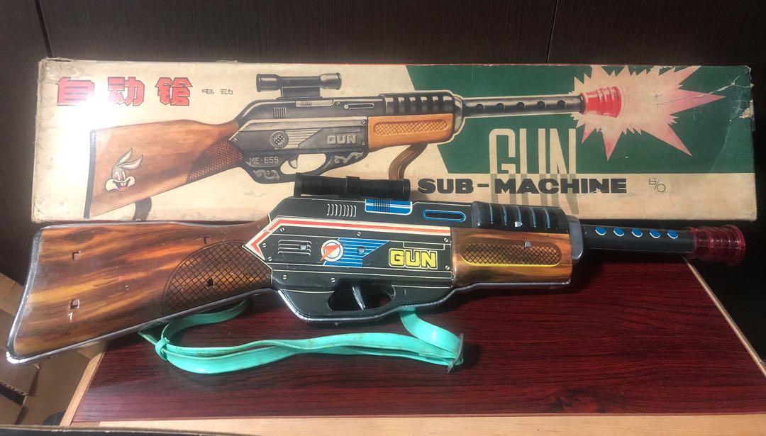 Vintage Battery Operated Tin Toy Sub Machine Gun 53cm, Hobbies & Toys ...