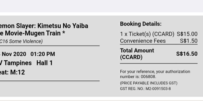 1 ticket Demon Slayer movie at Tampines mall GV, Entertainment, Gift ...