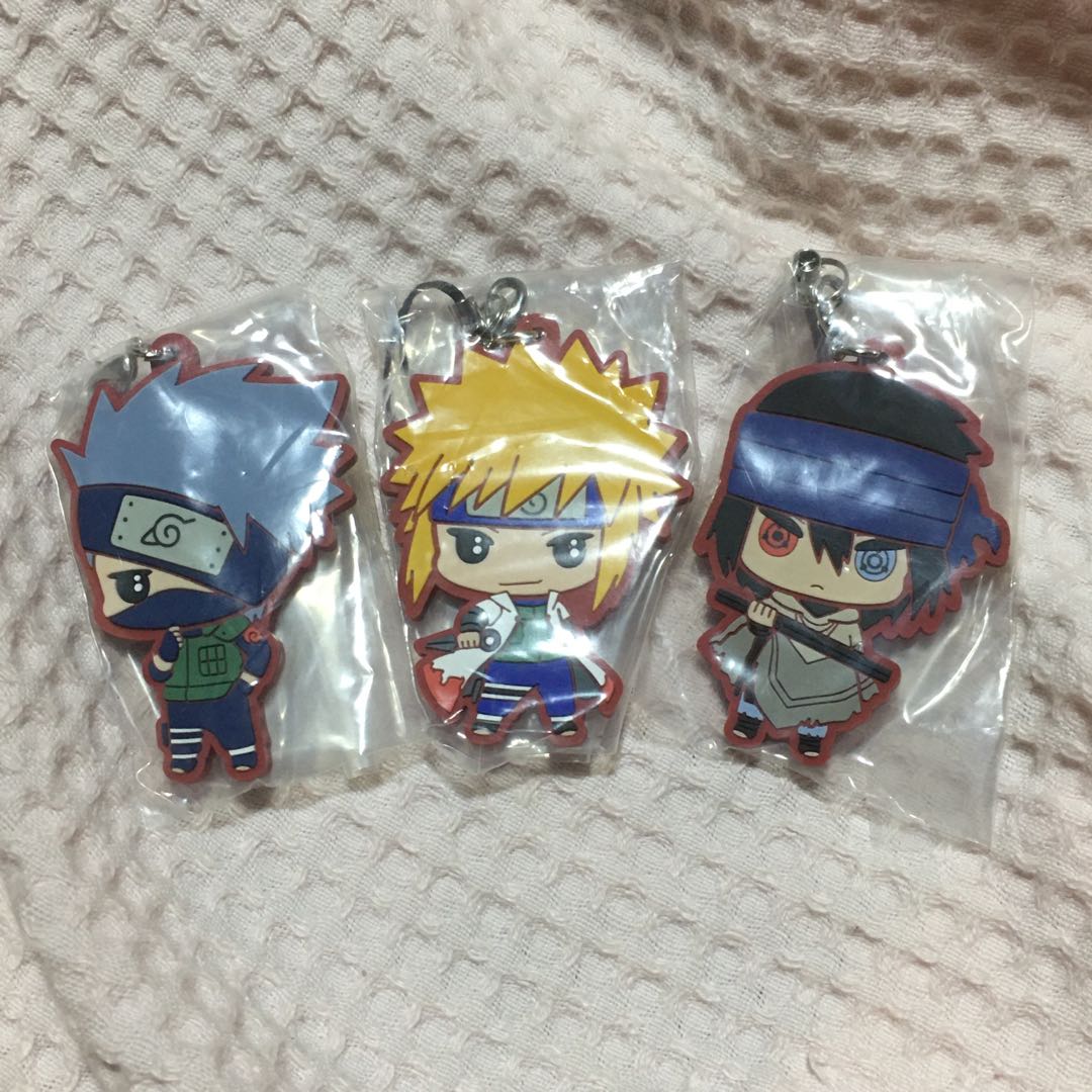 Anime Naruto rubber keychain Minato Namikaze Kakashi Hatake Sasuke ...