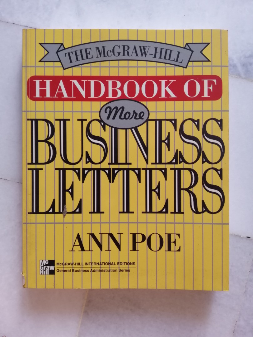 BOOK: THE McGRAW HILL HANDBOOK OF MORE BUSINESS LETTERS By:ANN POE ...