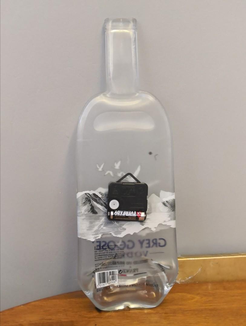 glass Grey Goose vodka clock, Furniture & Home Living, Home Decor ...