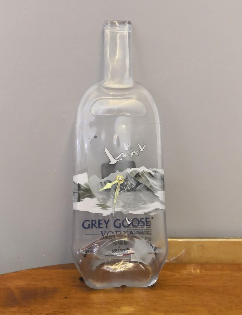 glass Grey Goose vodka clock, Furniture & Home Living, Home Decor ...