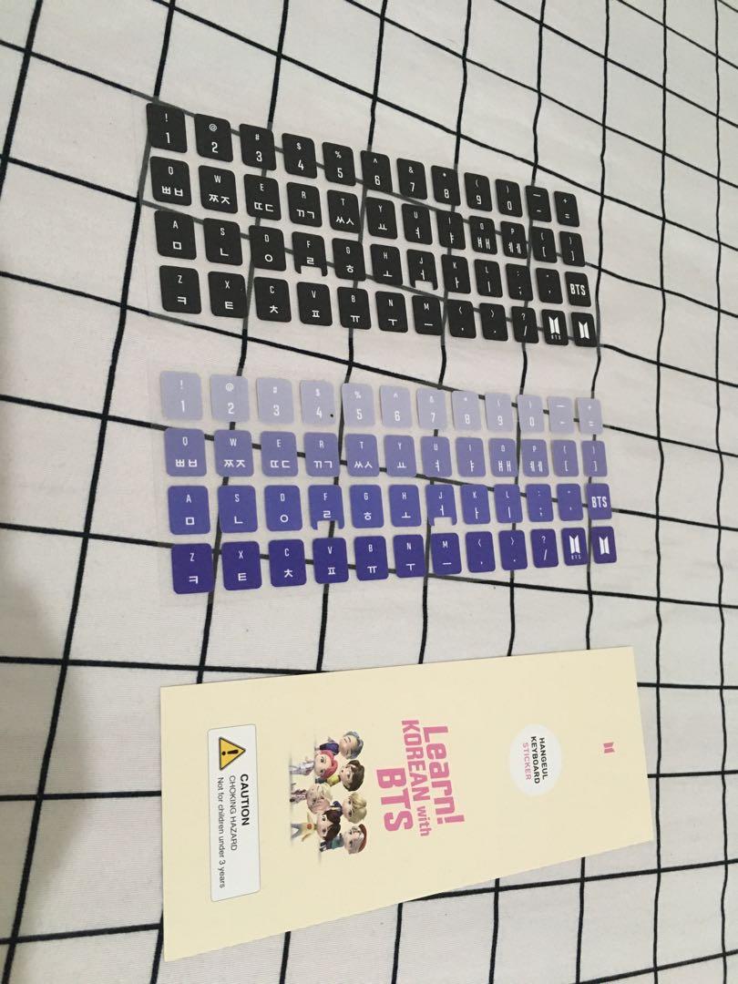Learn Korean with BTS Official HANGUL KEYBOARD STICKER, Hobbies & Toys ...