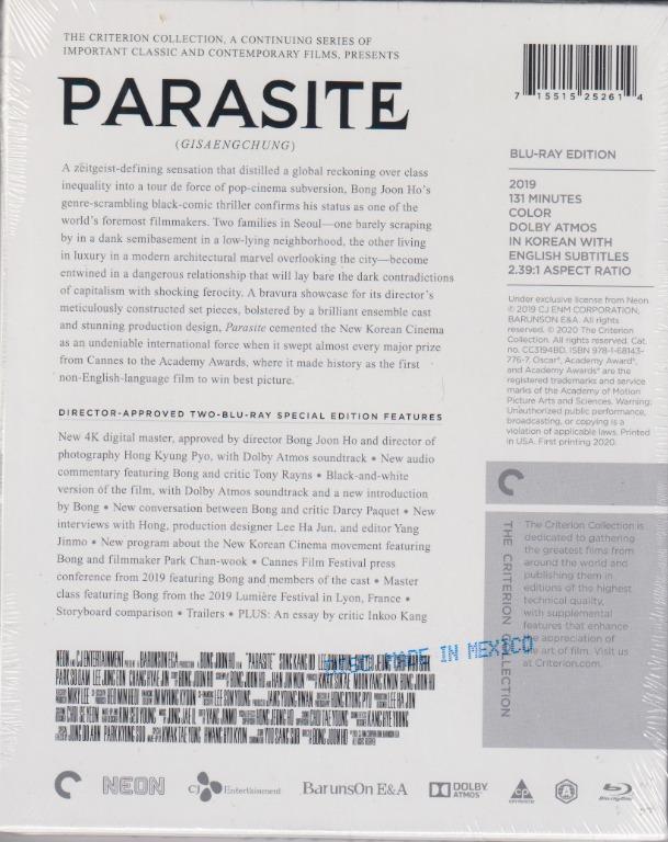 Parasite (Korean) (Criterion Collection No. 1054) 2 Disc Special ...
