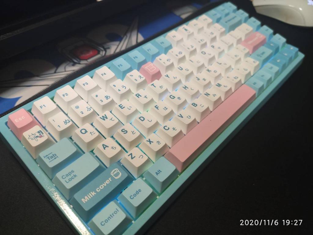 PBT Keycaps GMK Noel Light White Pink Blue Inspired pastel colorway ...