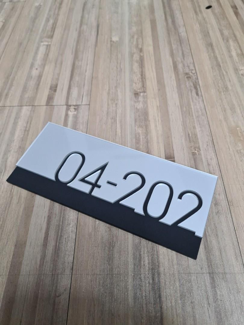 Pure white unit number plate, Furniture & Home Living, Home Improvement ...