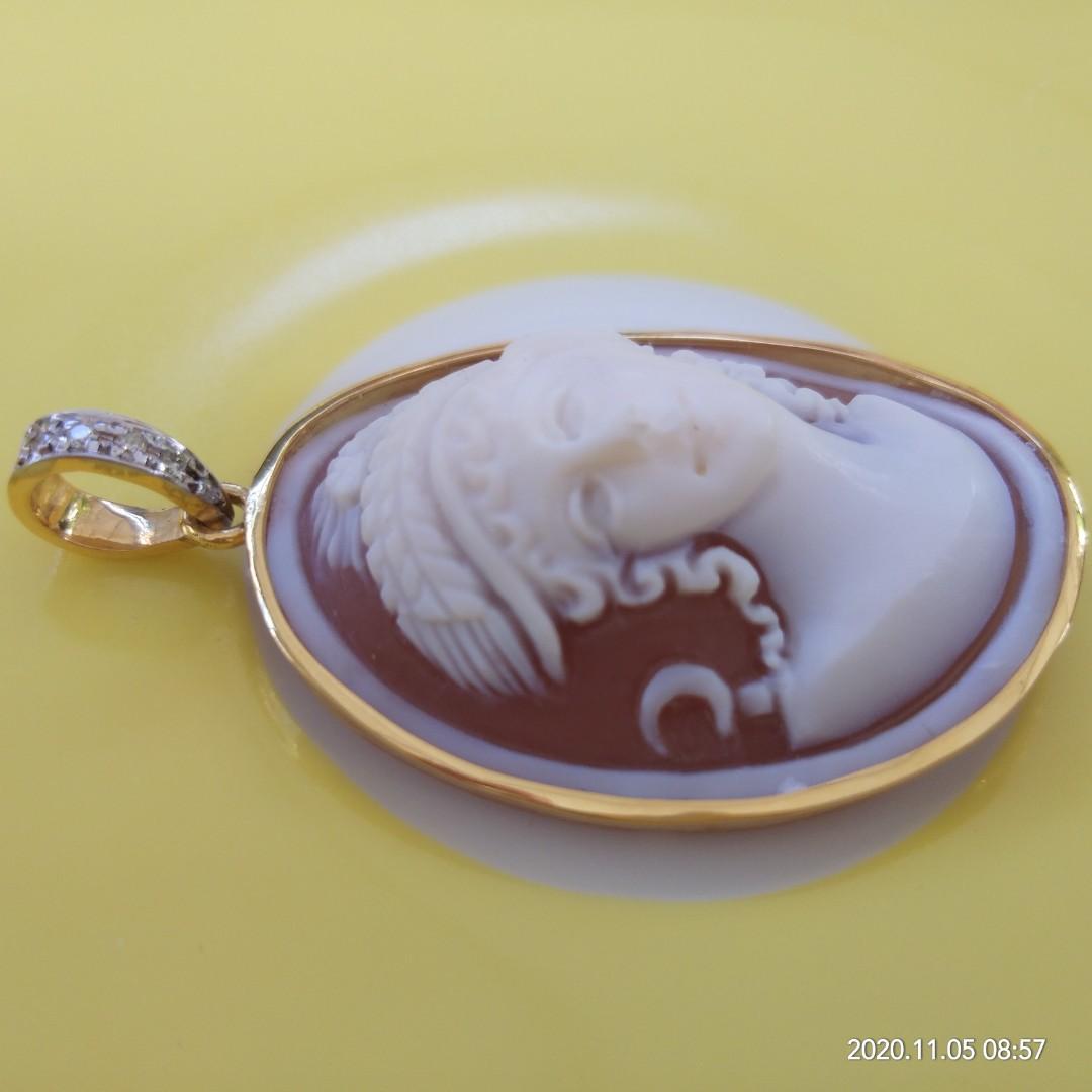 Rare Full Face Goddess Sardonyx Cameo with .1 carat diamond, Hobbies ...