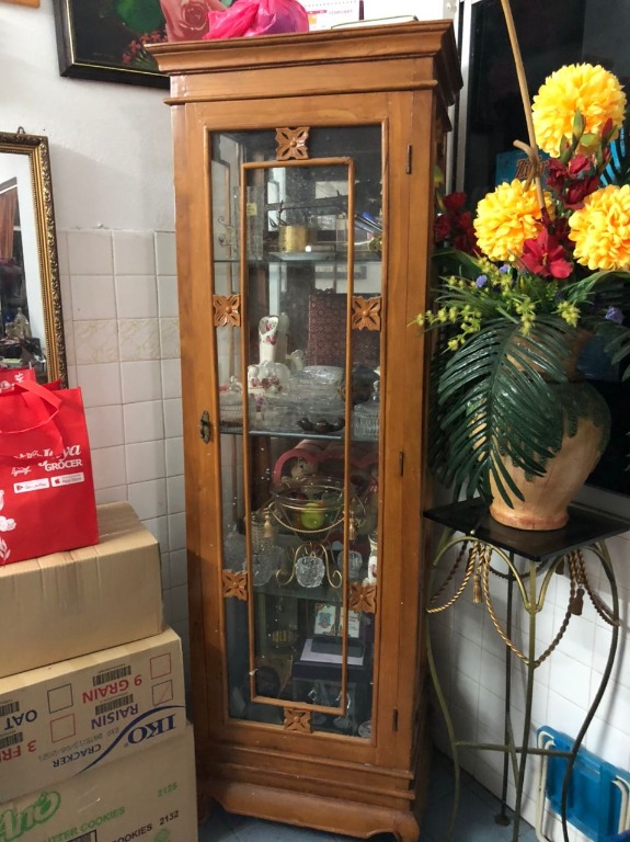 Wooden Display Cabinet Almari Kayu Jati, Furniture & Home Living ...