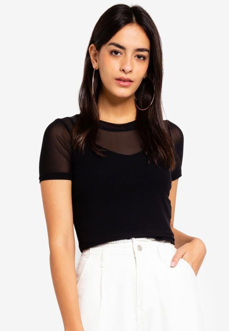 Factorie black mesh top, Women's Fashion, Tops, Sleeveless on Carousell