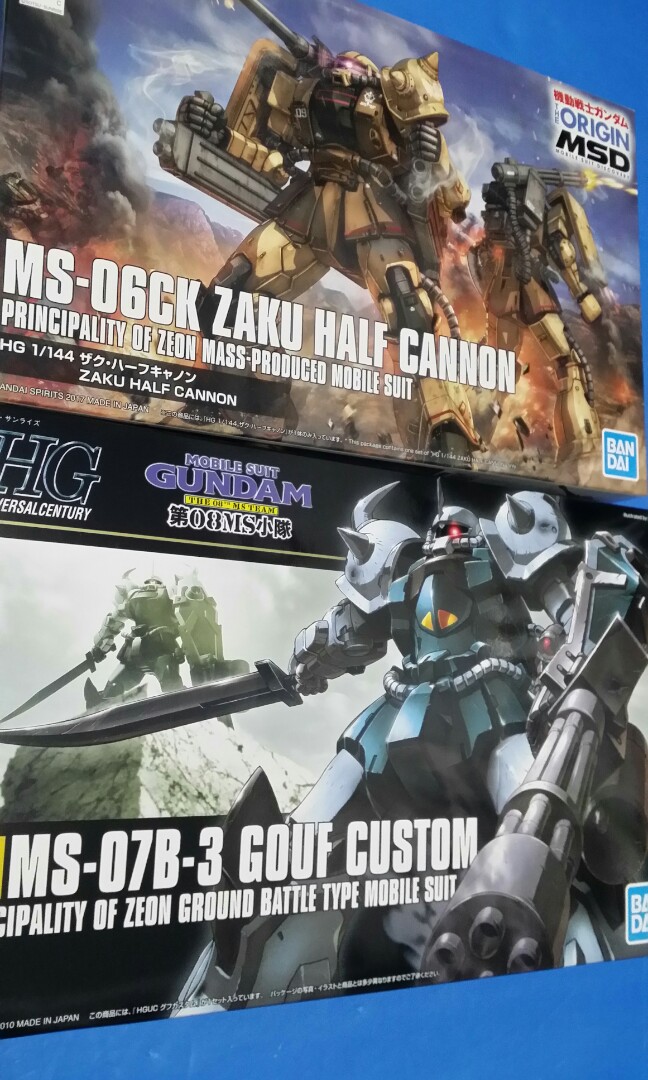 Hg gouf custom zaku cannon 兩款, 興趣及遊戲, 玩具 & 遊戲類 - Carousell