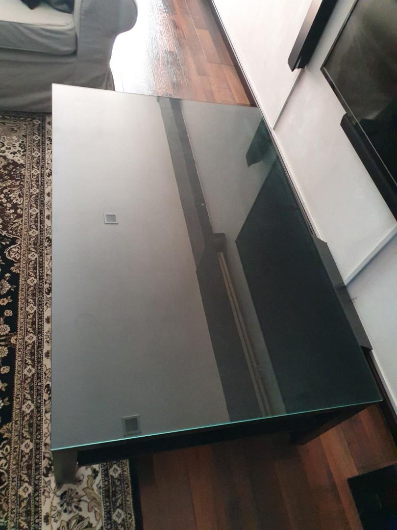 Ikea table with custom made glass top, Furniture & Home Living ...