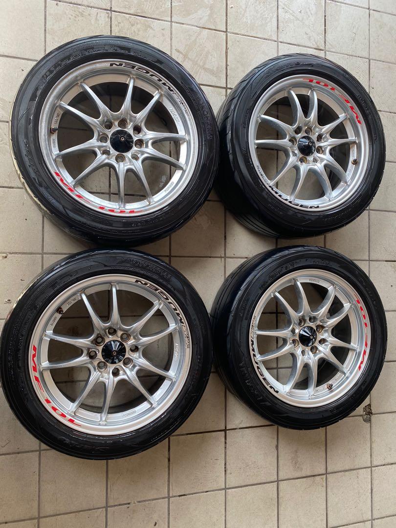 Spotrim 16 inci mugen mf10L lubang pcs 100 utuk honda jazz city siap tayar 205/50/16 satu tayar ...