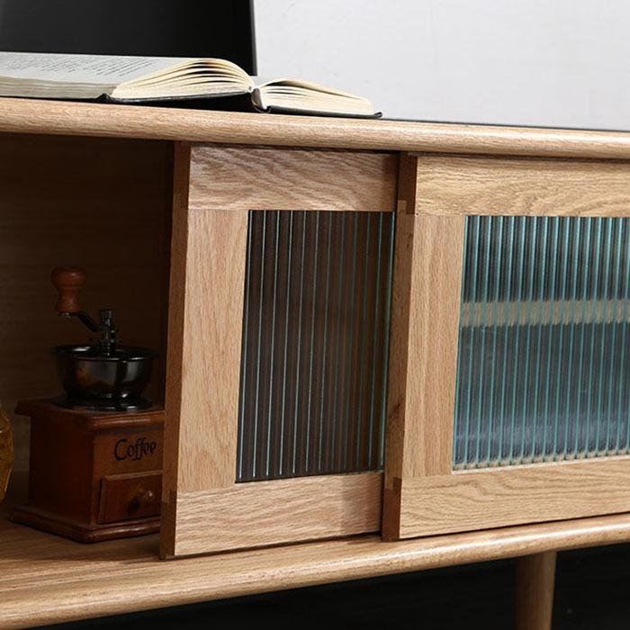 Guri Oak Scandinavian Solid Wood See Through TV Cabinet, Furniture ...