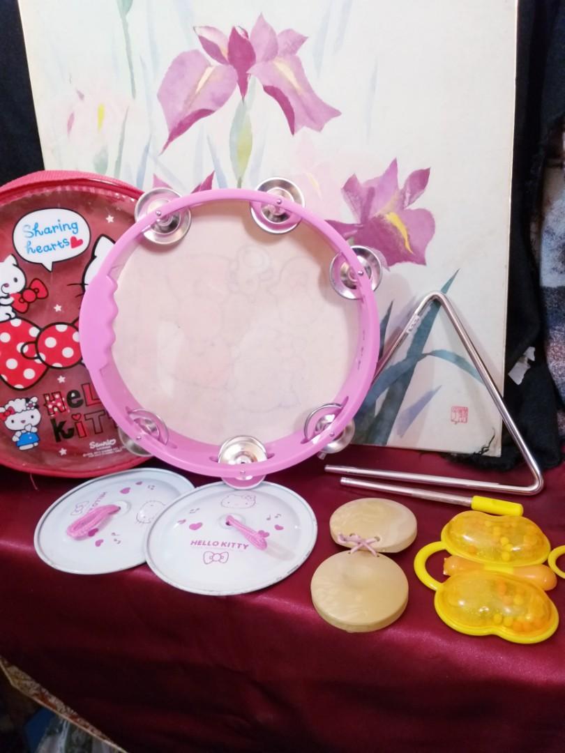 Hello kitty Musical instruments set tambourine triangle cymbals ...