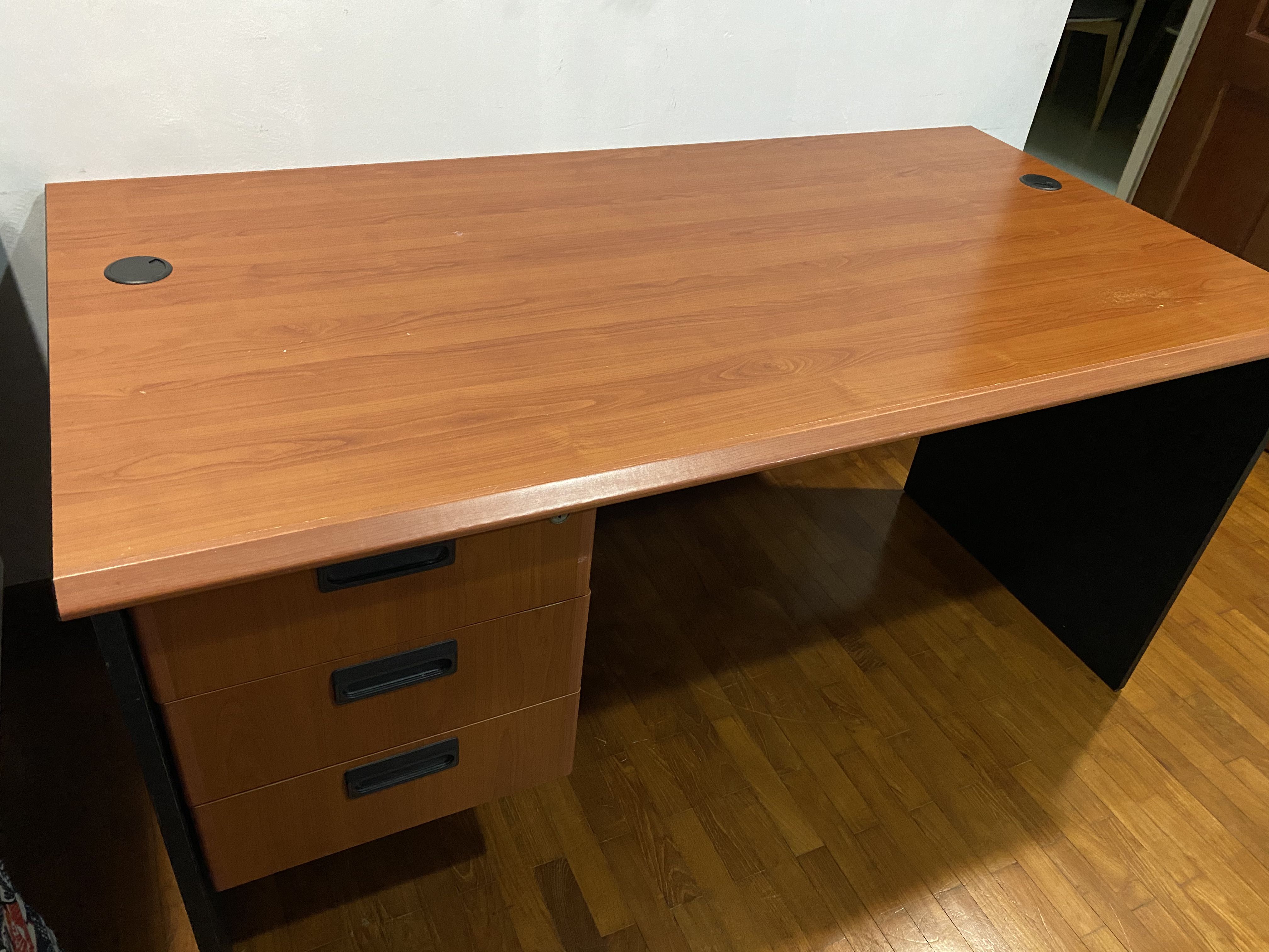 Big wood table with drawers for work or study with, Furniture & Home ...