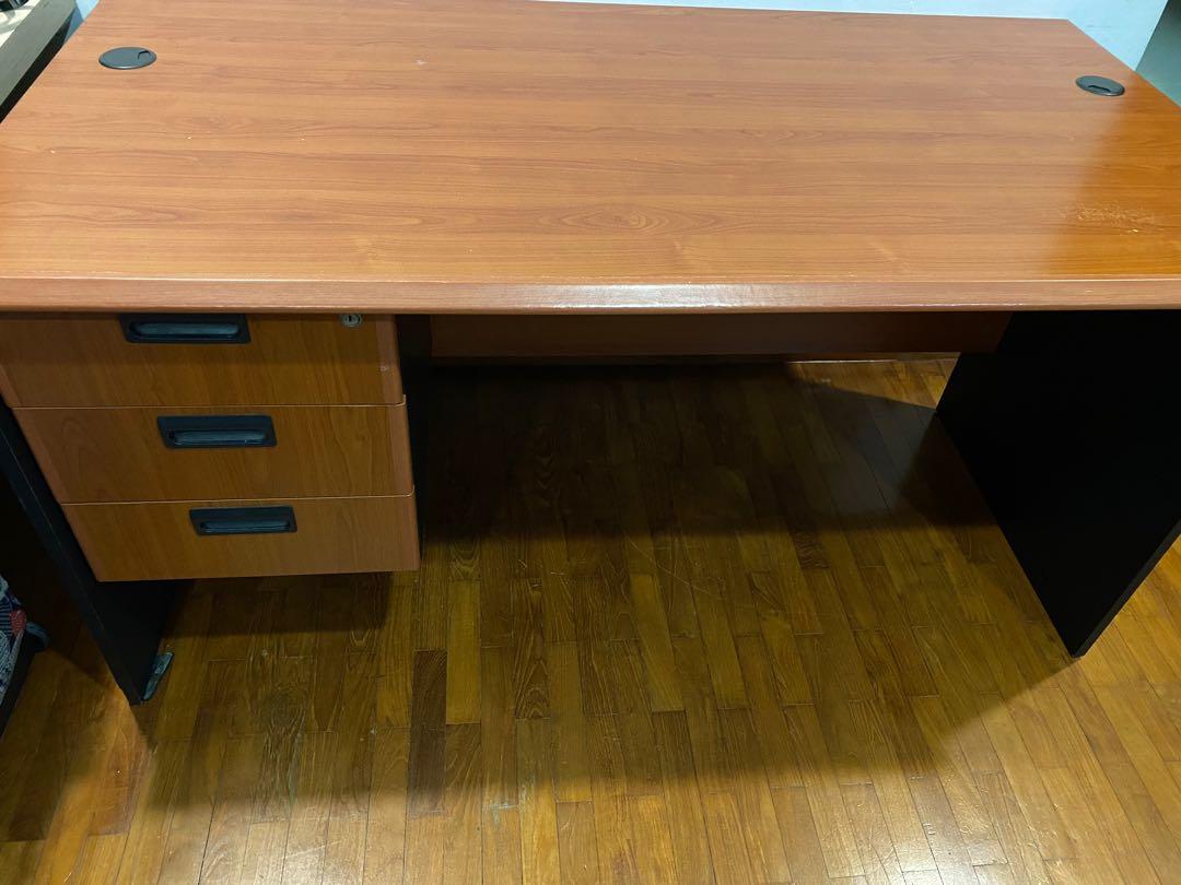 Big wood table with drawers for work or study with, Furniture & Home ...