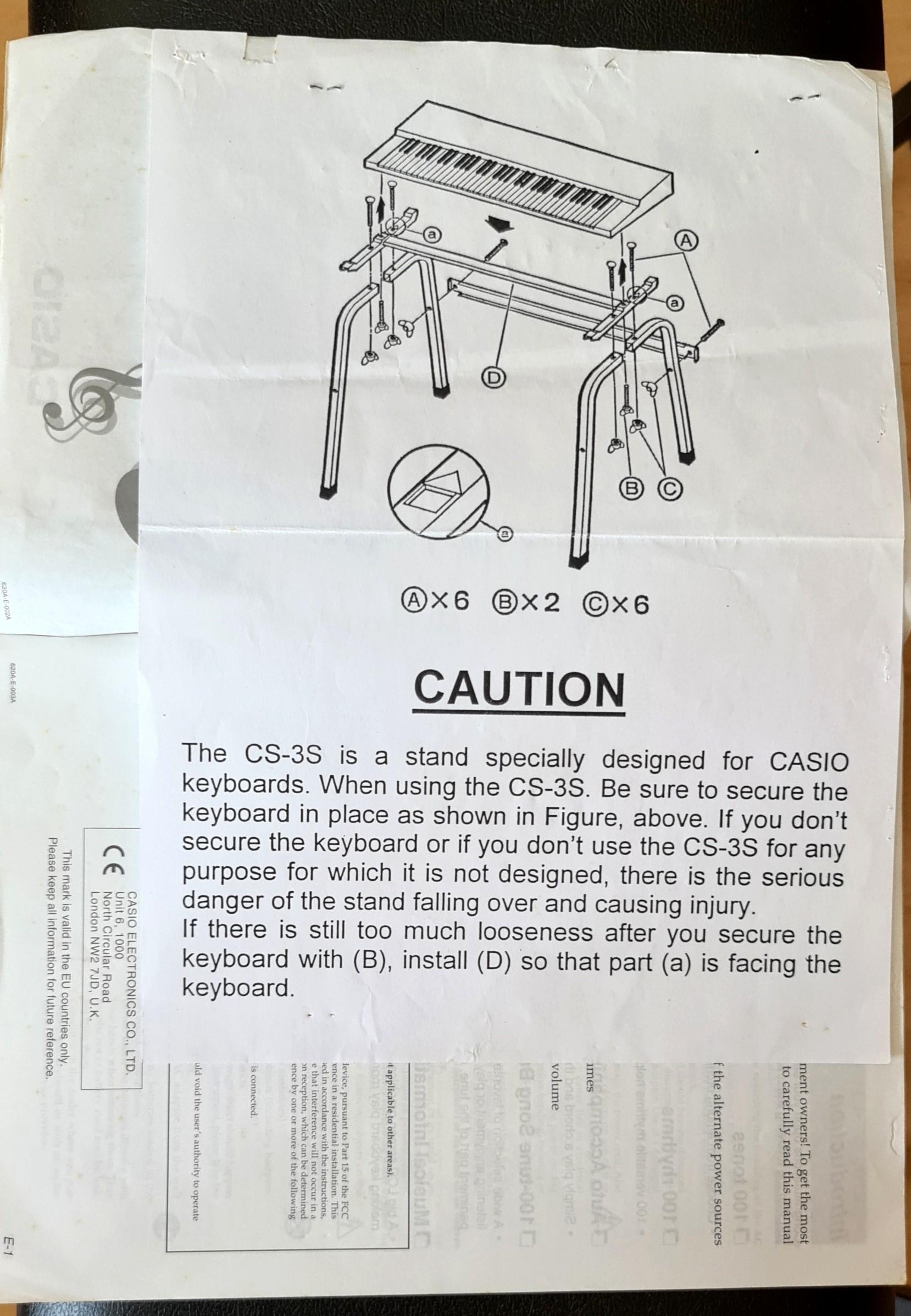 Casio CTK-495 keyboard with chair, keyboard stand, book stand, manual ...