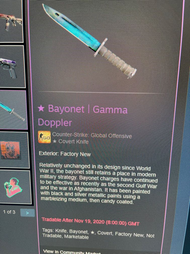 CSGO KNIFE bayonet gamma Doppler FN, Toys & Games, Video Gaming, In-Game Products on Carousell