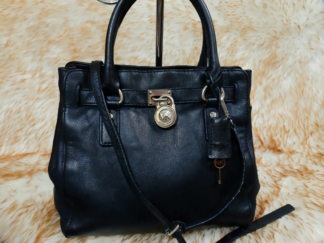 MK Hamilton Black Soft Leather Medium 2-Way Bag, Luxury, Bags & Wallets ...