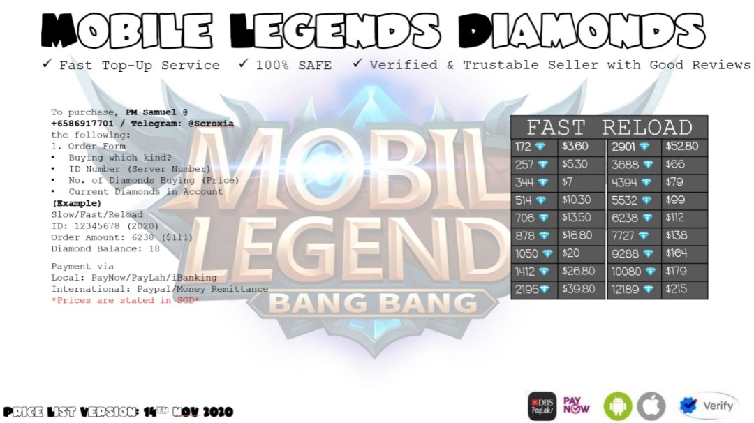 Mobile Legends Diamonds, Video Gaming, Gaming Accessories, Game Gift ...