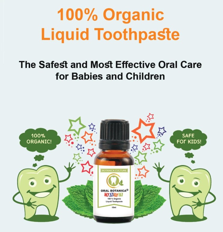 Oral Botanica Kids Organic Liquid Toothpaste 5ml, Health & Nutrition ...