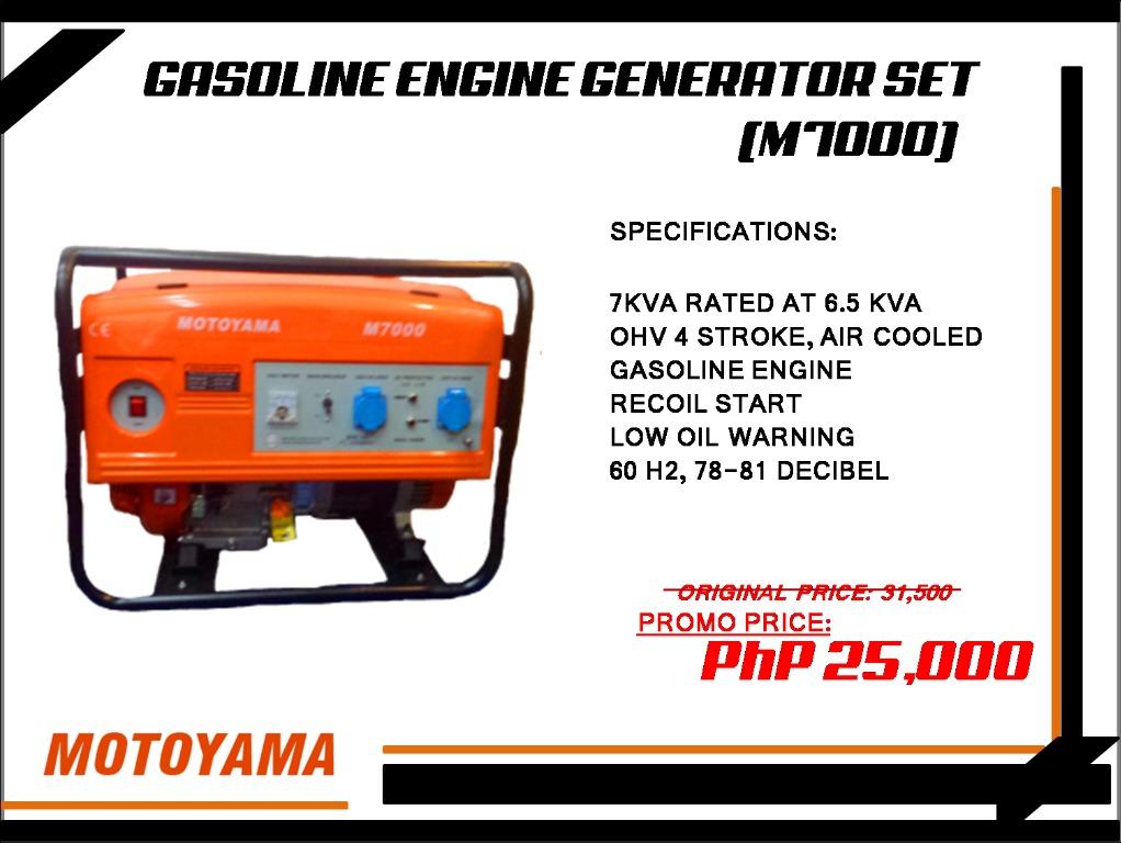 PROMO PRICE!!! MOTOYAMA Gasoline Engine Generator Set 7KVA (M7000 ...