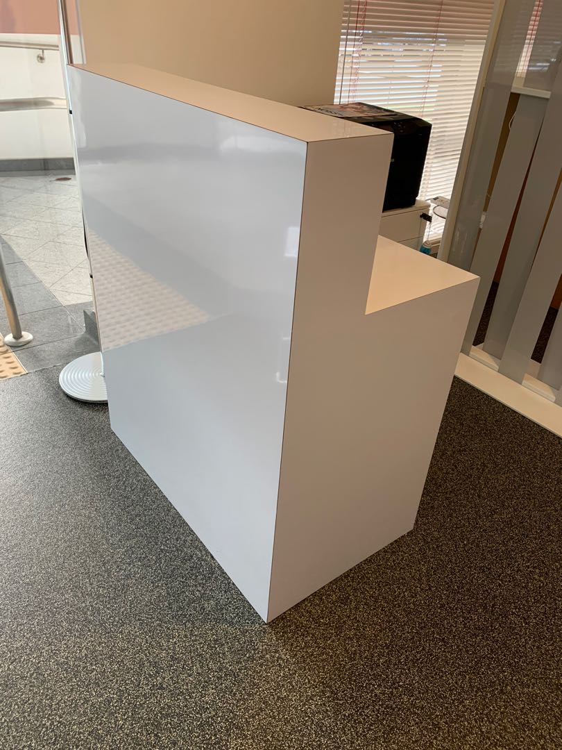 Reception / Retail Counter Table / White, Furniture & Home Living ...