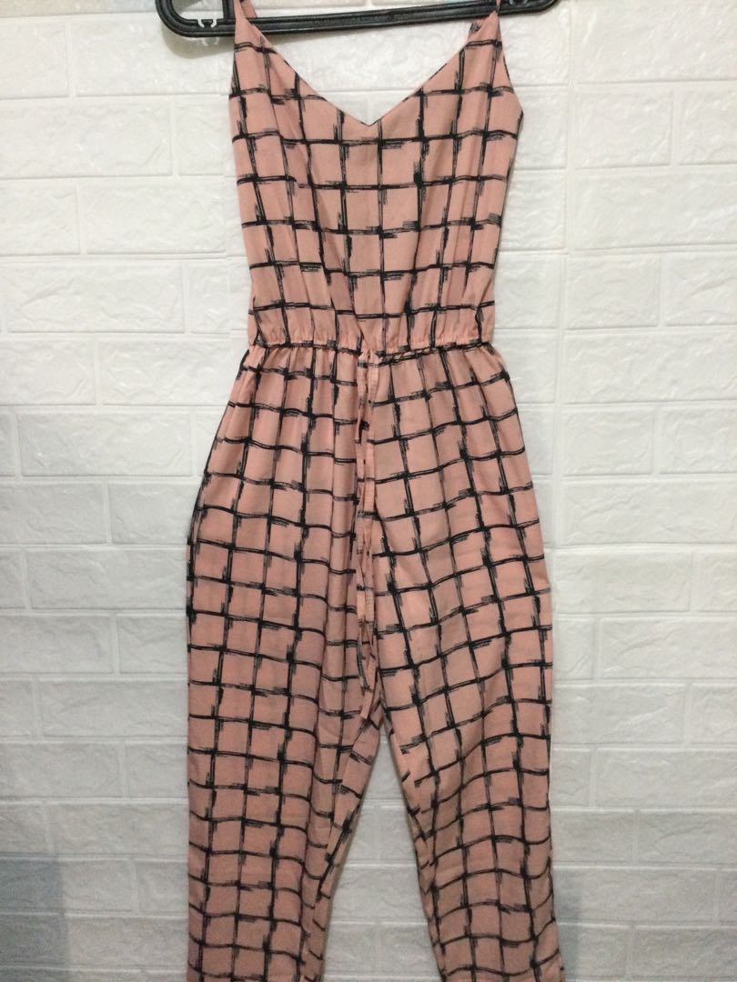 Spaghetti strap pink jumpsuit, Women's Fashion, Dresses & Sets ...